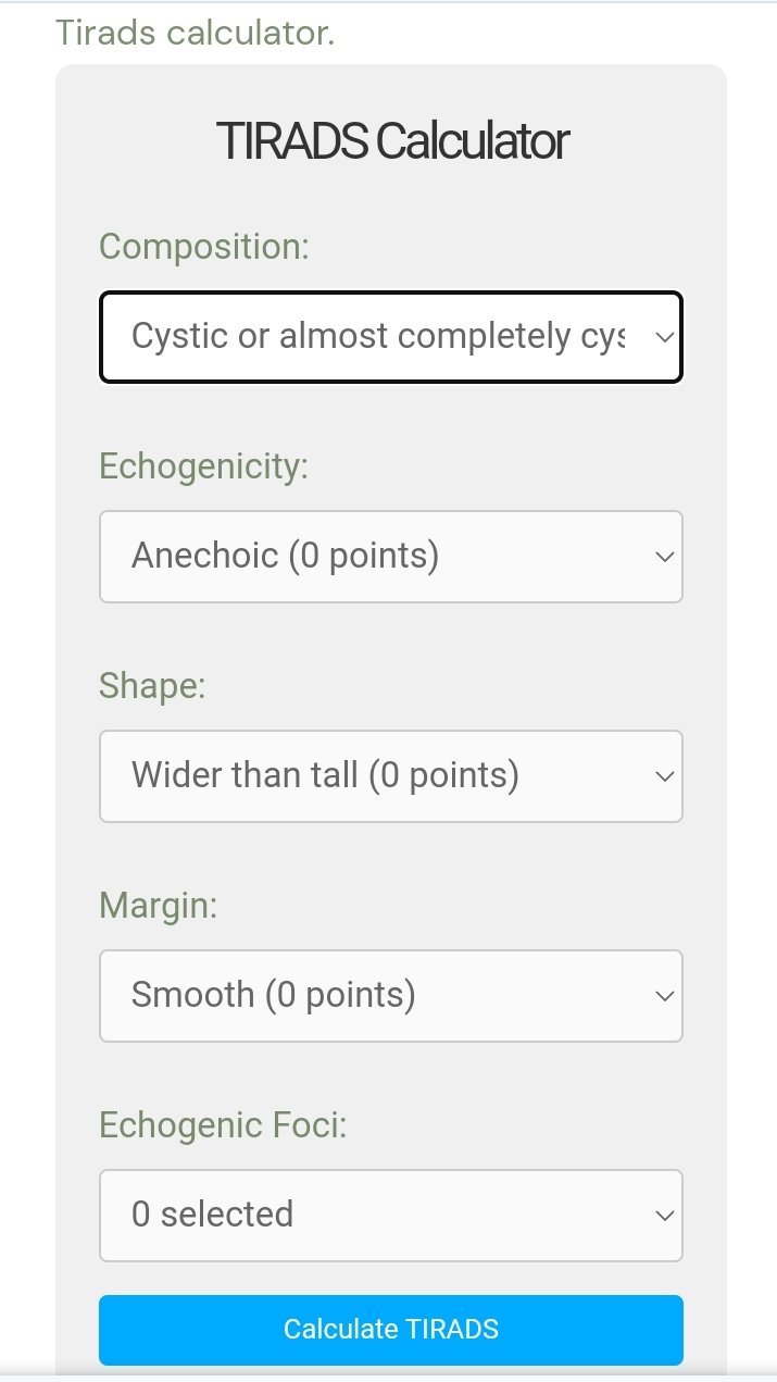 How to Use the TIRADS Calculator - Tirads Calculator